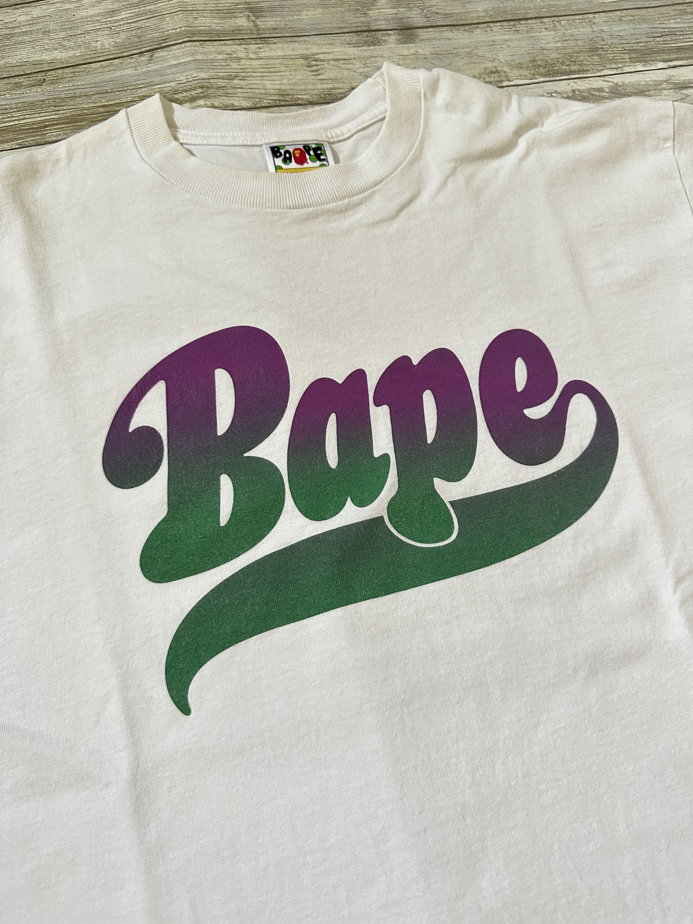 Bape Gradient Script Logo Tee | Grailed