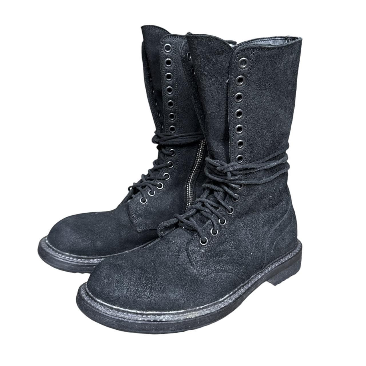 Rick Owens Rick Owens FW14 Black Suede Leather Army Combat Zip Boots 37 ...