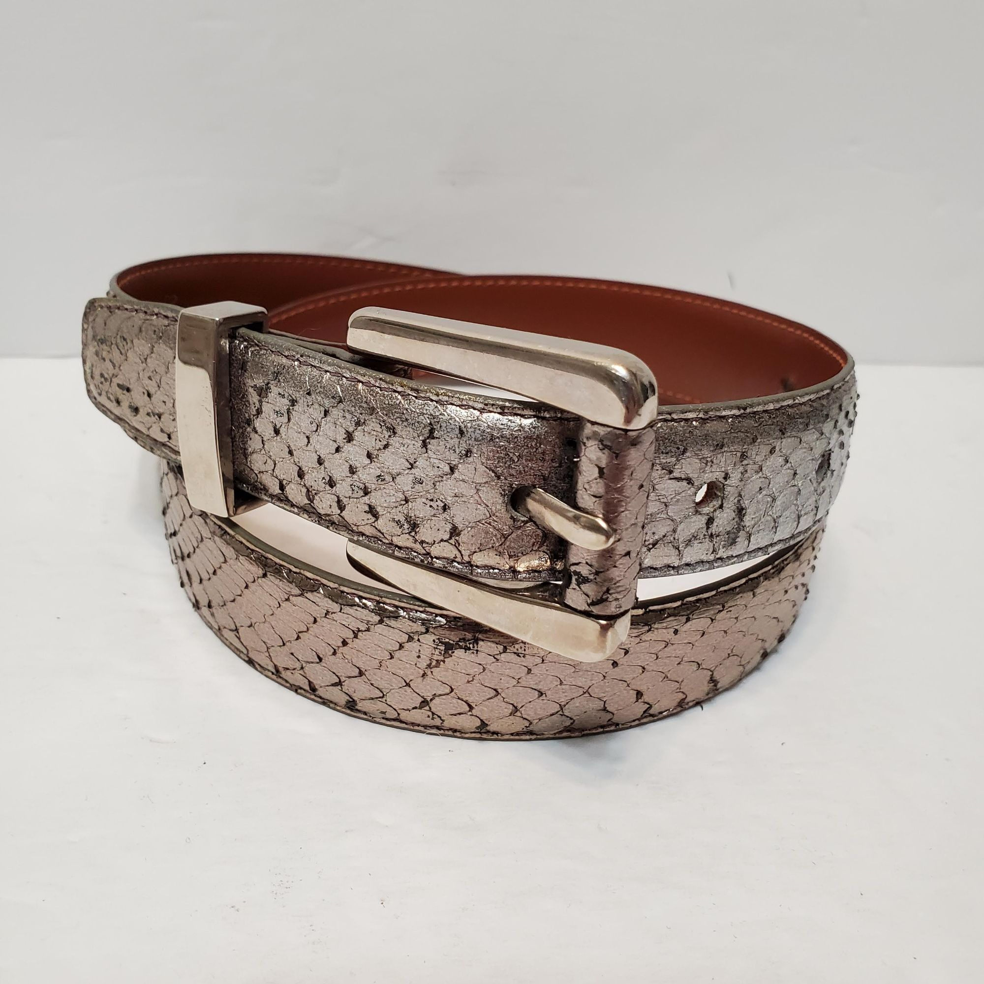 Vintage Vintage Jana Metallic Genuine Snake Skin Silver Buckle Belt ...