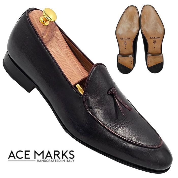 Ace Marks Ace Marks "Giani" Men 10 Gray Grey Maroon Leather Dress Shoe | Grailed