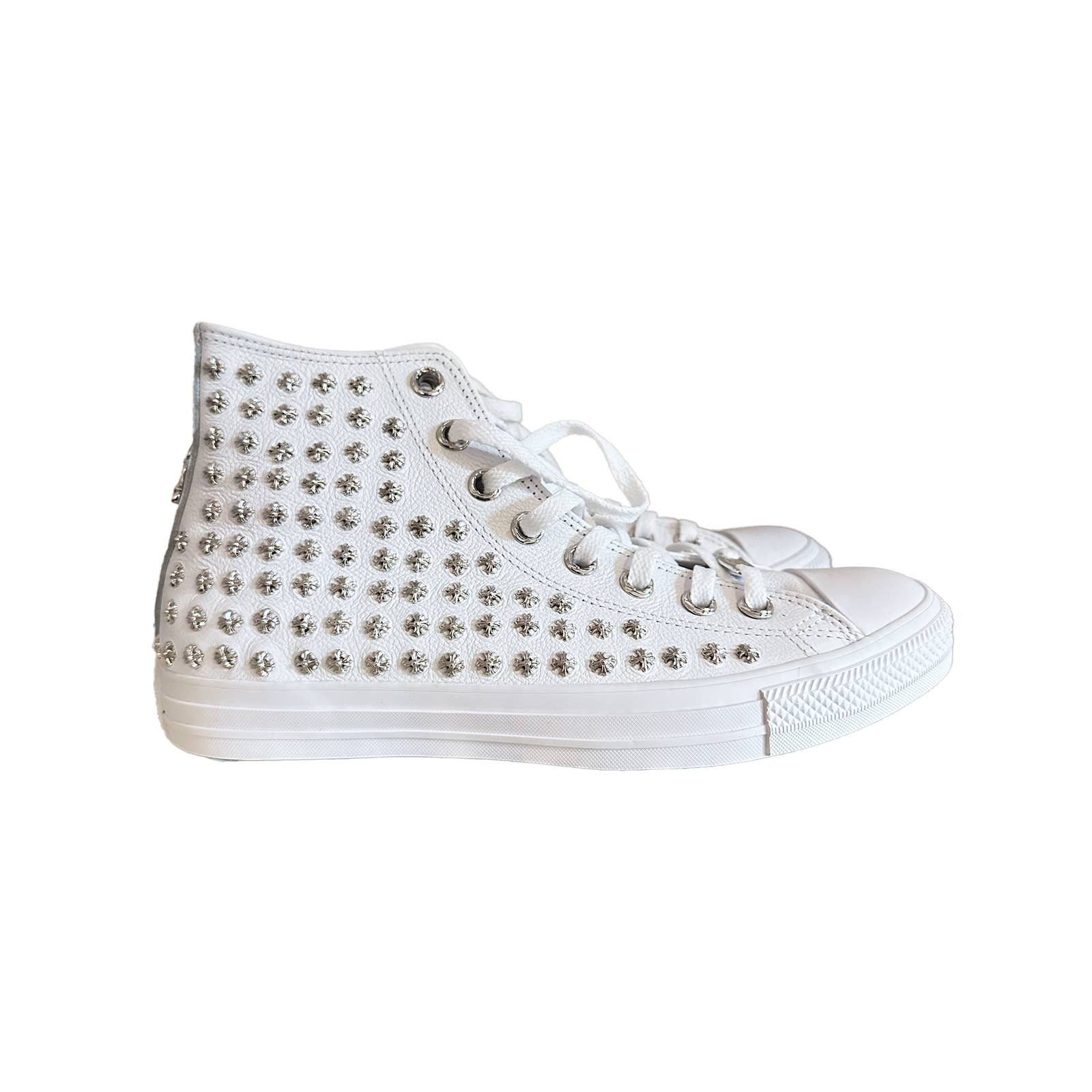 Chrome Hearts CHROME HEARTS STUDDED WHITE LEATHER CONVERSE DAGGER SIZE ...