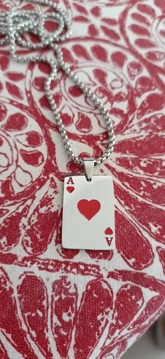 Cuban Link Chain Stainless Steel Poker Card Ace of Spades Pendant Chain ...