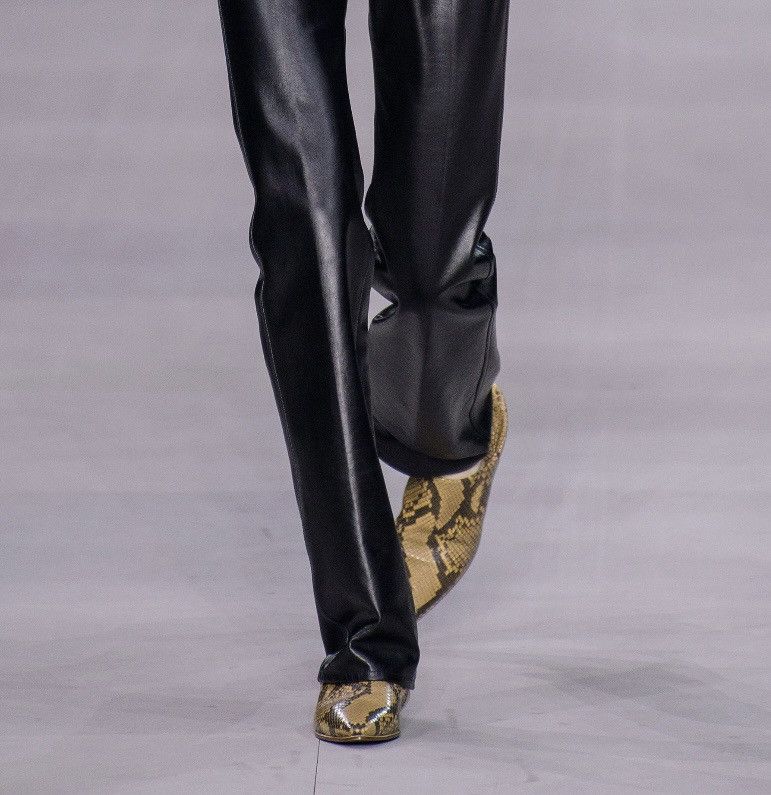 Celine × Hedi Slimane CELINE JACNO BABOUCHE IN SHINY PYTHON LIGHT YELLOW | Grailed