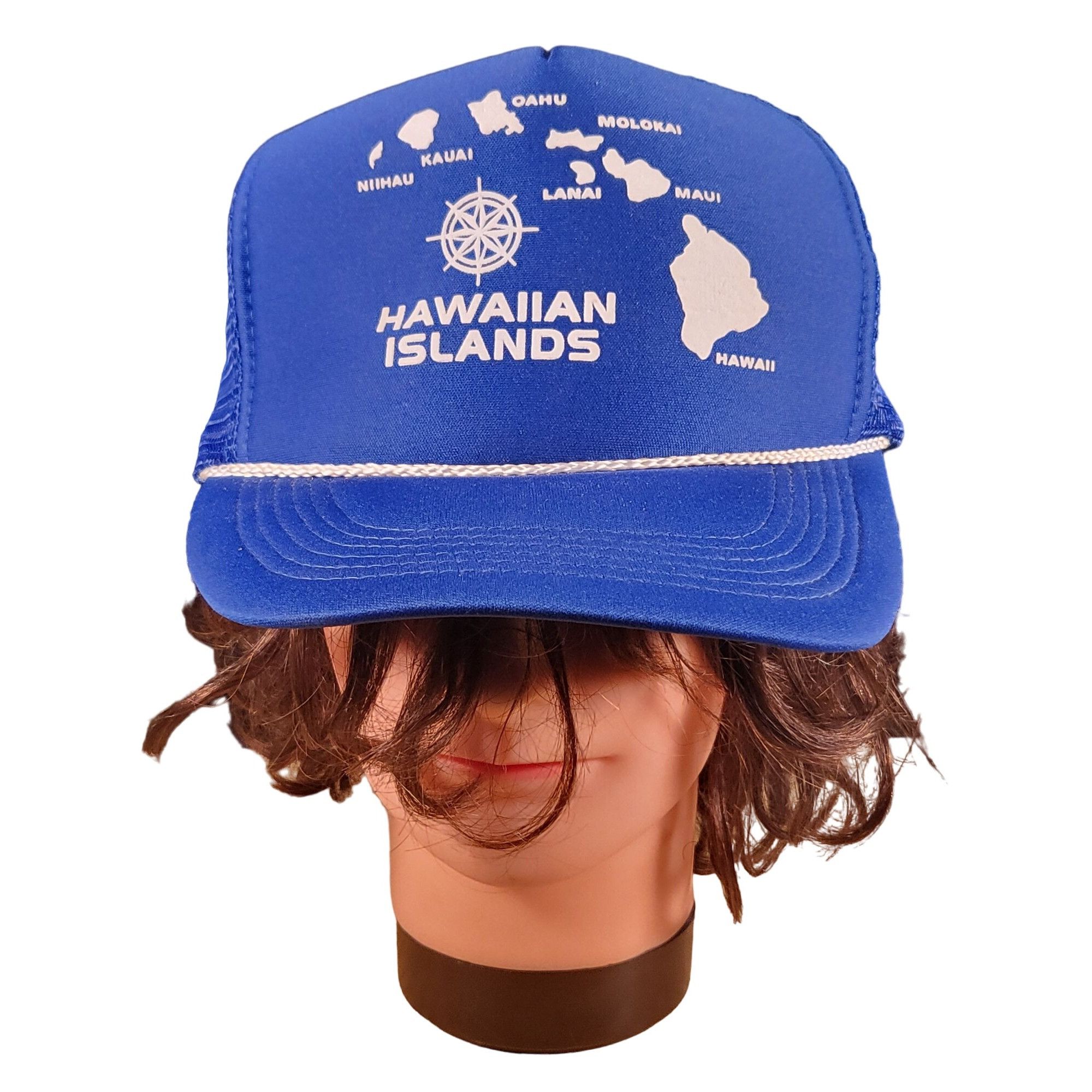Vintage Vintage 80s Rope Hawaiian Island Map Trucker Snapback Blue W ...