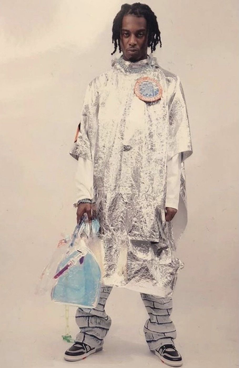 Louis Vuitton Virgil Carti Runway Metallic Silver Parka Rain Jacket ...