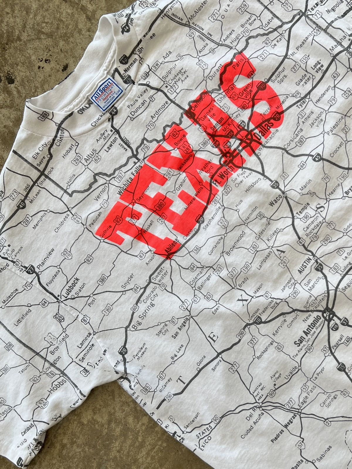 Vintage Vintage AOP Texas Road Map Single Stitch Tee XL | Grailed