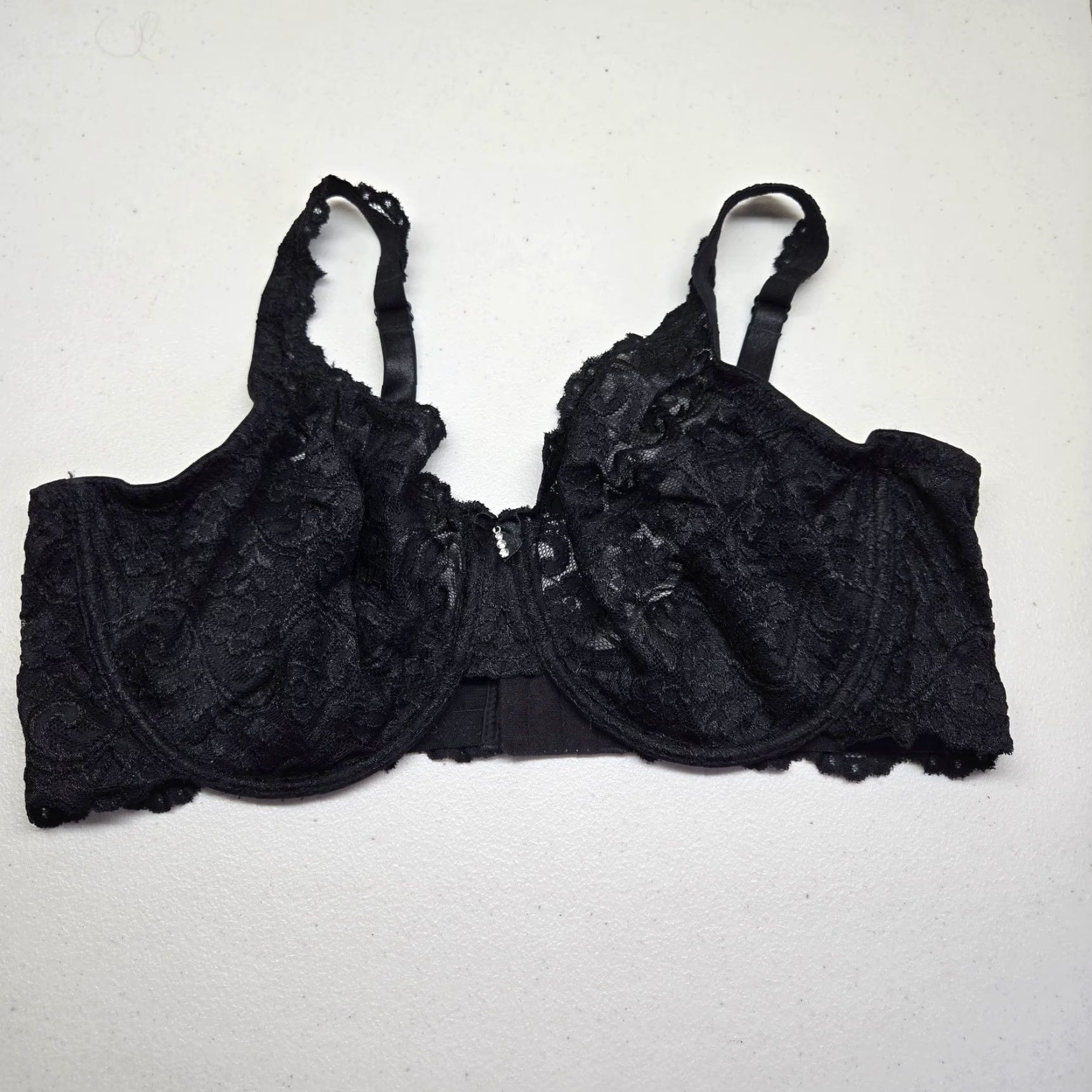 Vintage Smart & Sexy Bra 42D Black Floral Underwired Lace Balconette ...