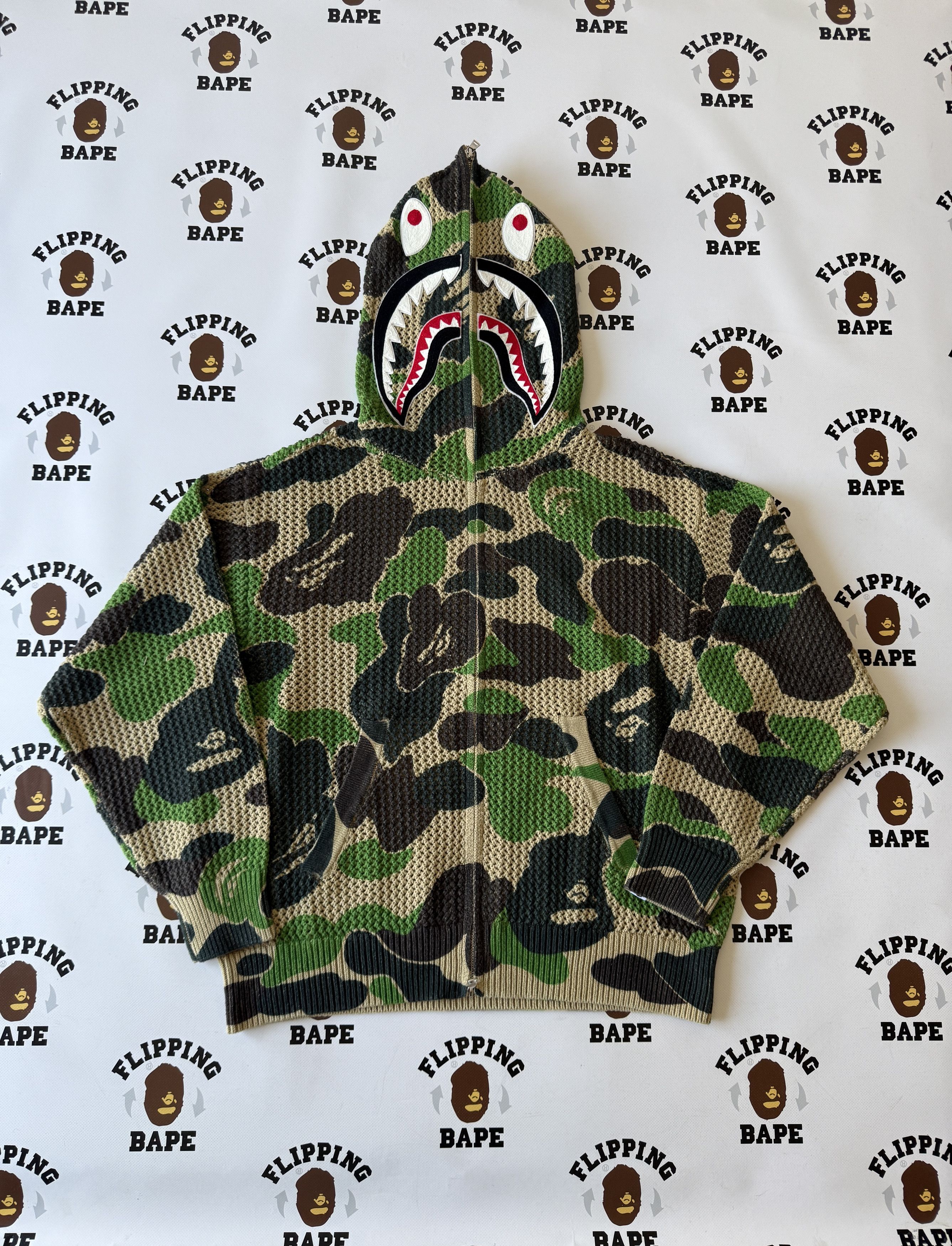 Bape ABC CAMO CROCHET RELAXED FIT SHARK FULL ZIP HOODIE | Grailed