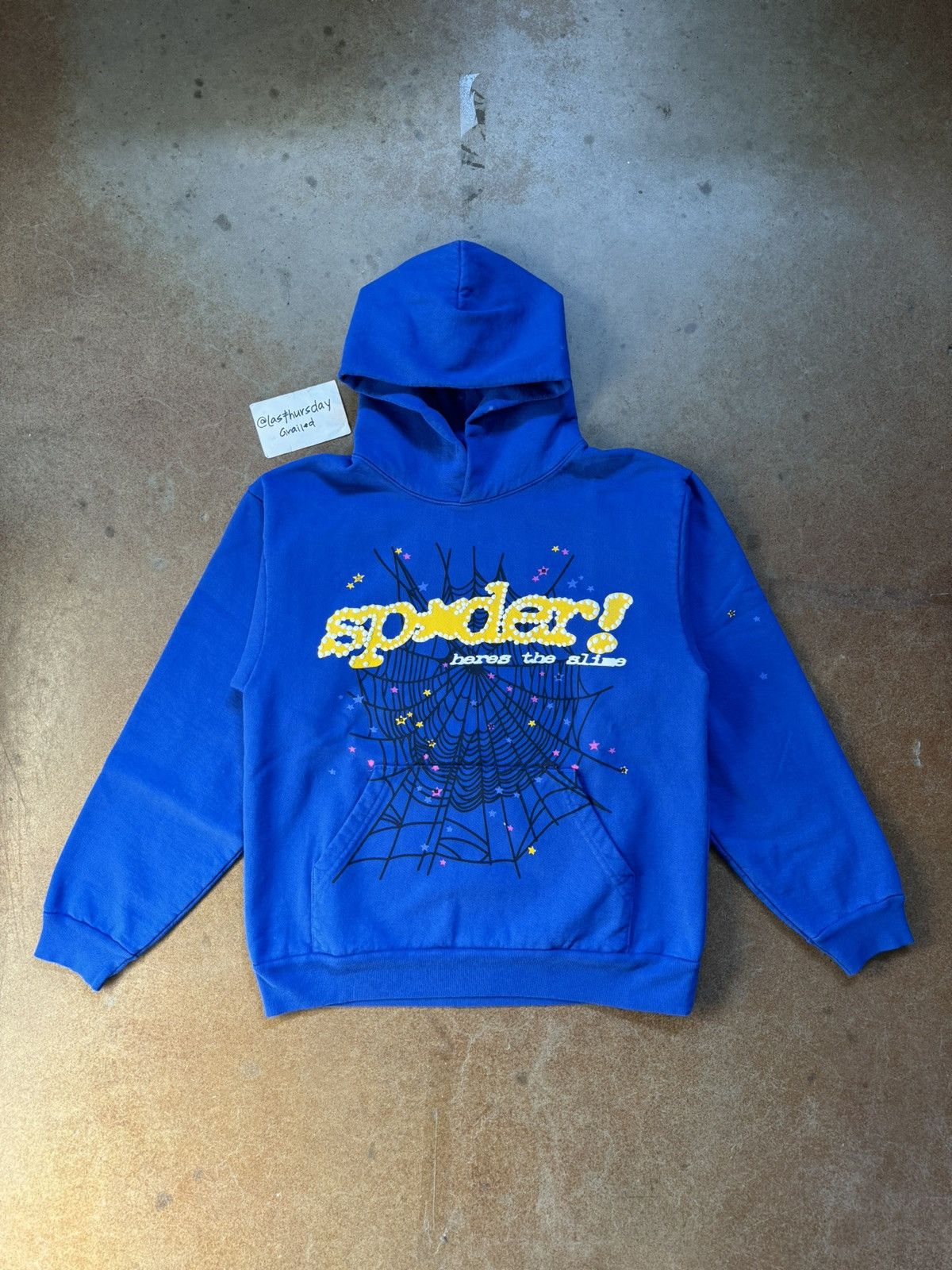 Young Thug Sp5der Worldwide TC Hoodie Blue Medium | Grailed