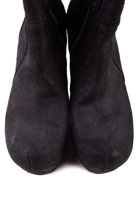 Rick Owens RICK OWENS BLACK LEATHER WEDGE HEELS BOOTIES | Grailed