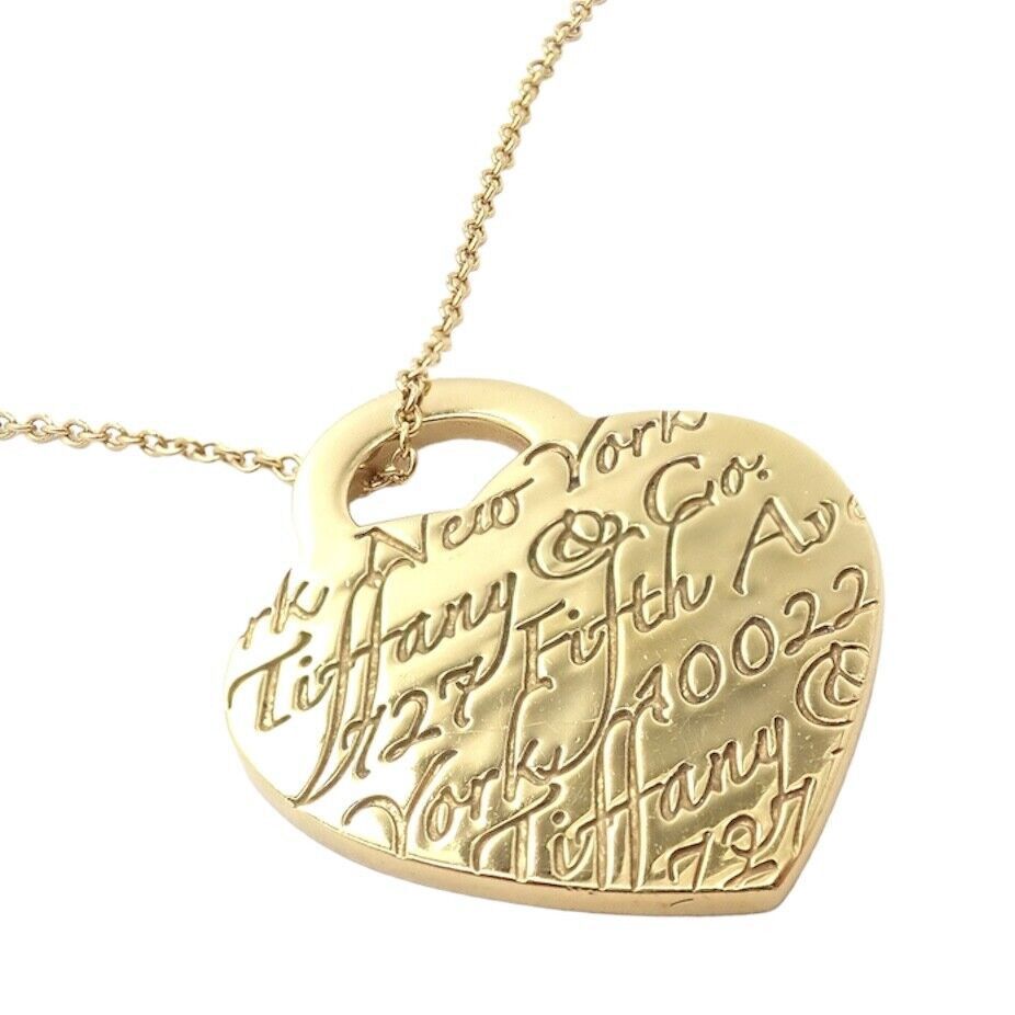 Tiffany & Co. Yellow Gold Notes Heart New York 5th Ave Pendant Necklace ...