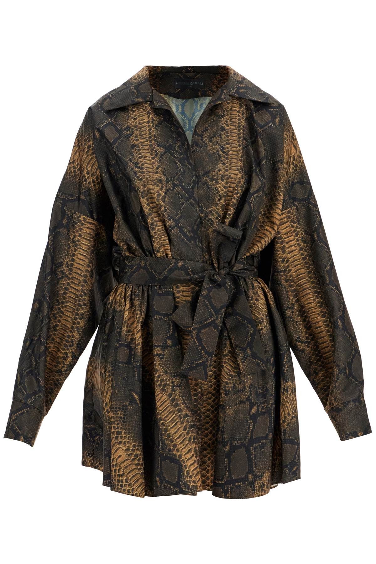 Norma Kamali Brown Snake Print Oversized Mini Dress | Grailed
