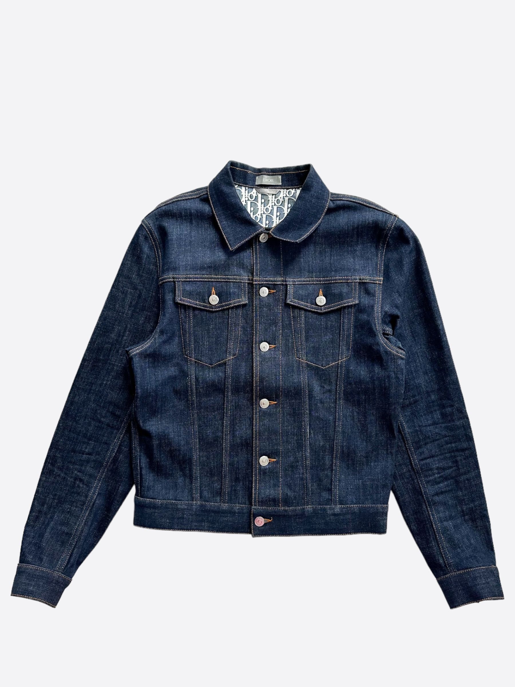Dior Dior Navy Blue Oblique Raw Denim Jacket | Grailed