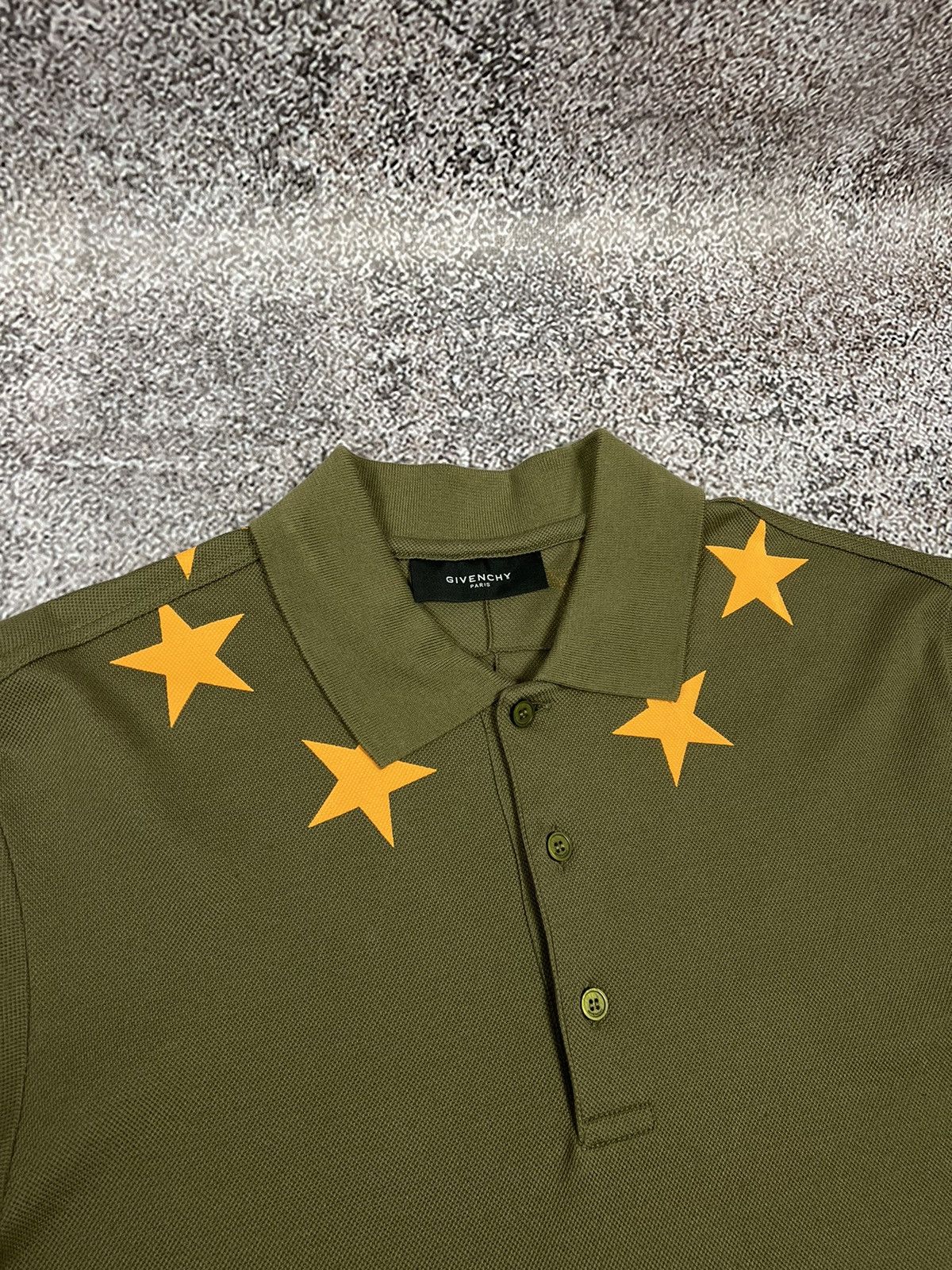 Givenchy Givenchy stars “71” khaki orange polo t-shirt | Grailed