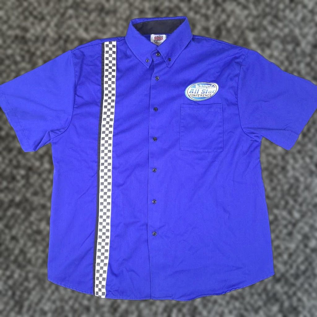 Vintage Pace Shirt Mens Large Blue Pace Racewear Button-Up Shirt Nascar ...