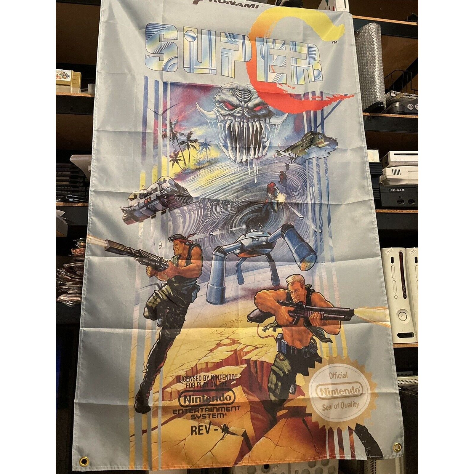 Other Super C Nintendo NES 5ft Box Art Flag 1990 Contra Konami | Grailed