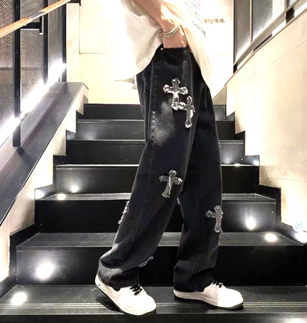 Vintage Punk Grunge Washed Cross Patchwork Pants Unique | Grailed