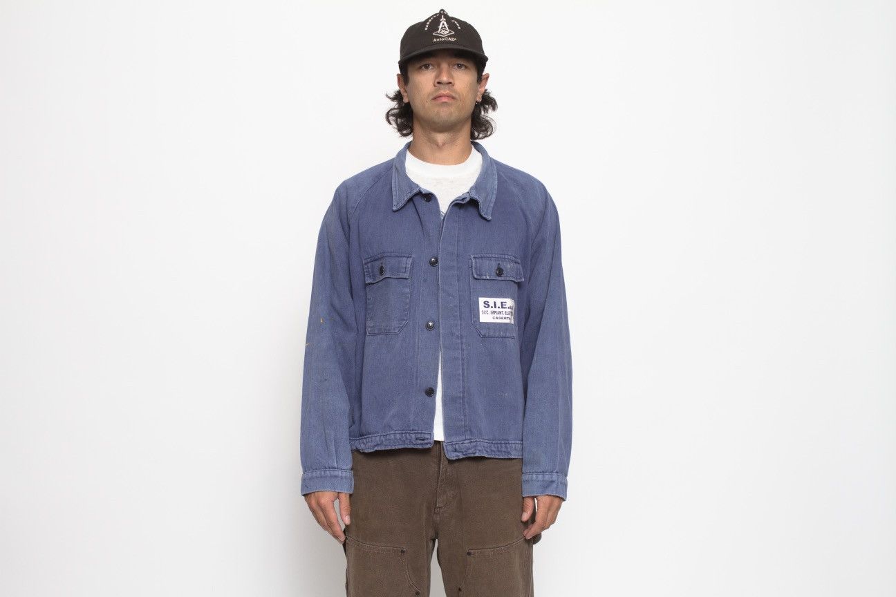 Vintage BLUE HEAVYWEIGHT COTTON ITALIAN WORKWEAR JACKET | Grailed