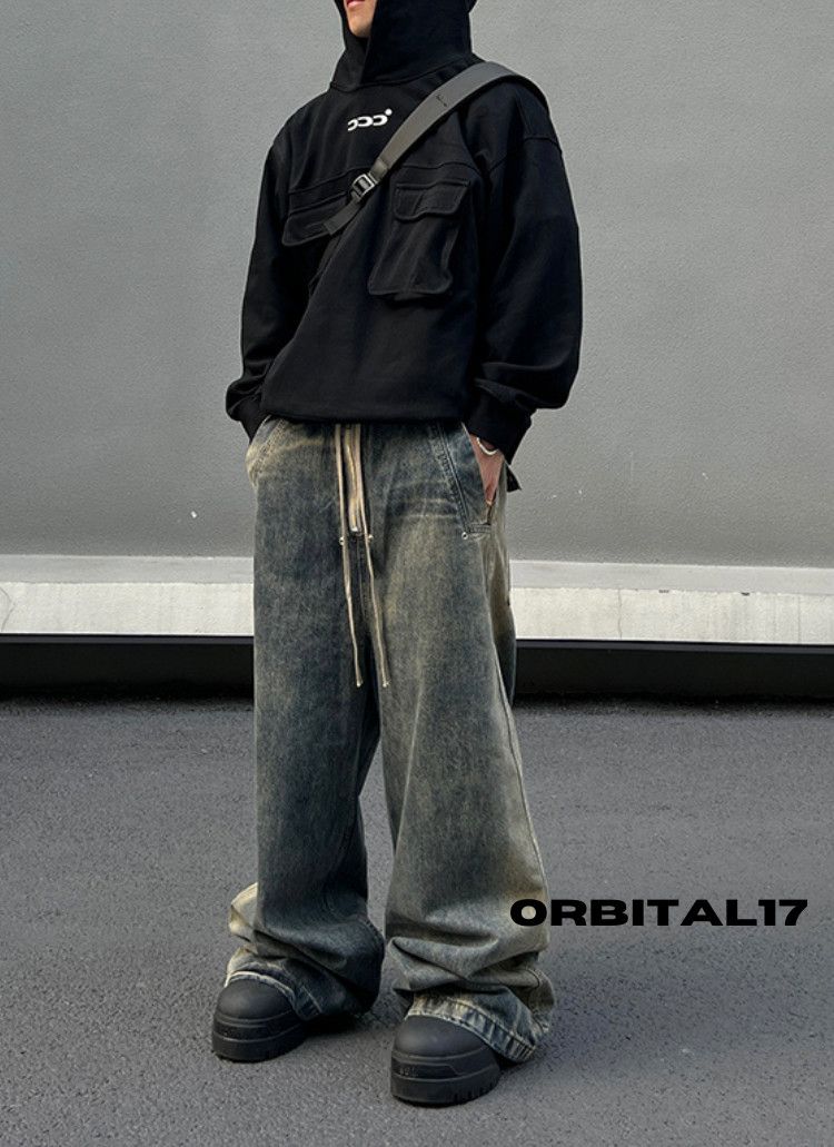 Streetwear Baggy Cargo Wide Leg Denim Jeans, Stacked Jeans | Grailed