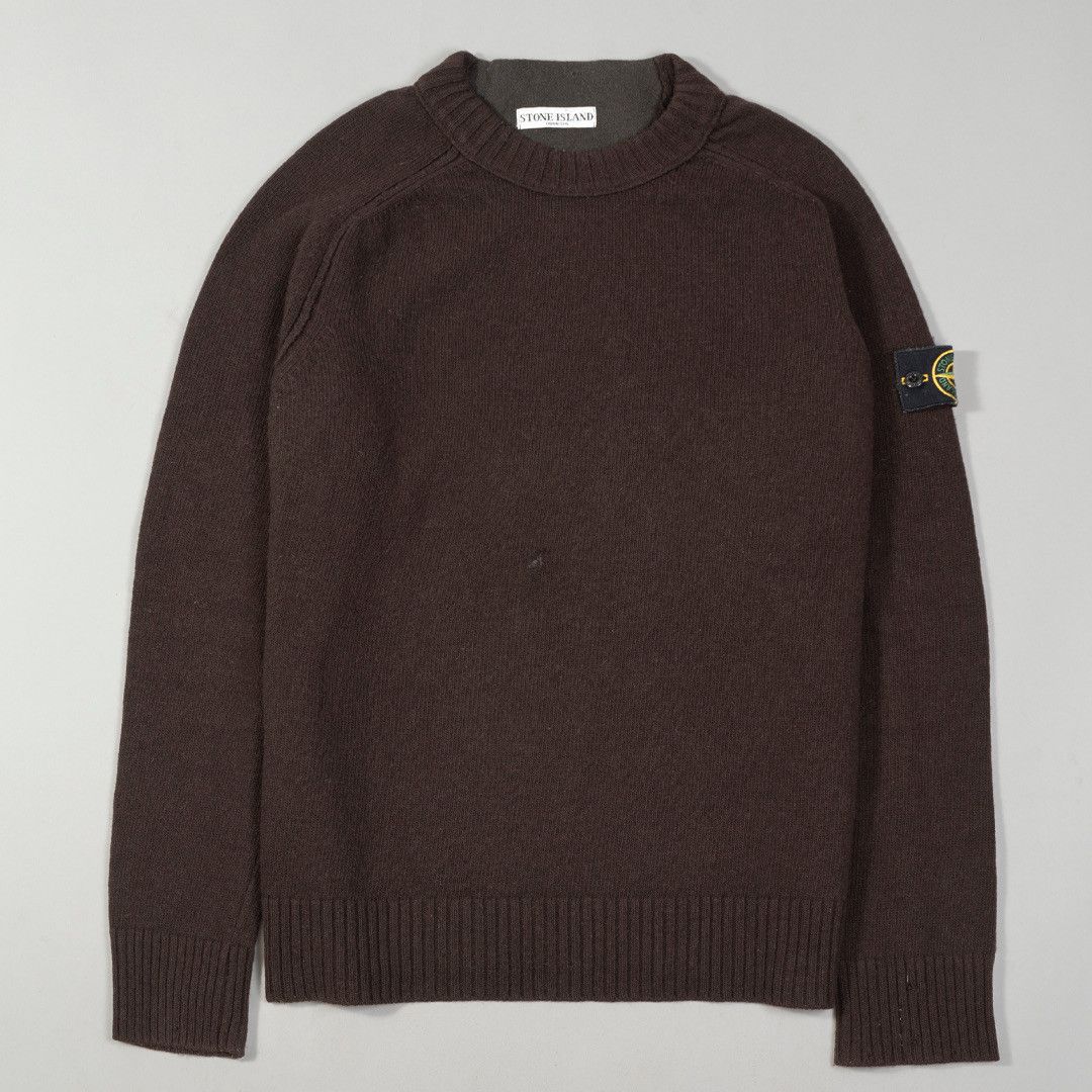 Stone Island × Vintage STONE ISLAND ROUND NECK RIBBED KNIT BROWN | Grailed