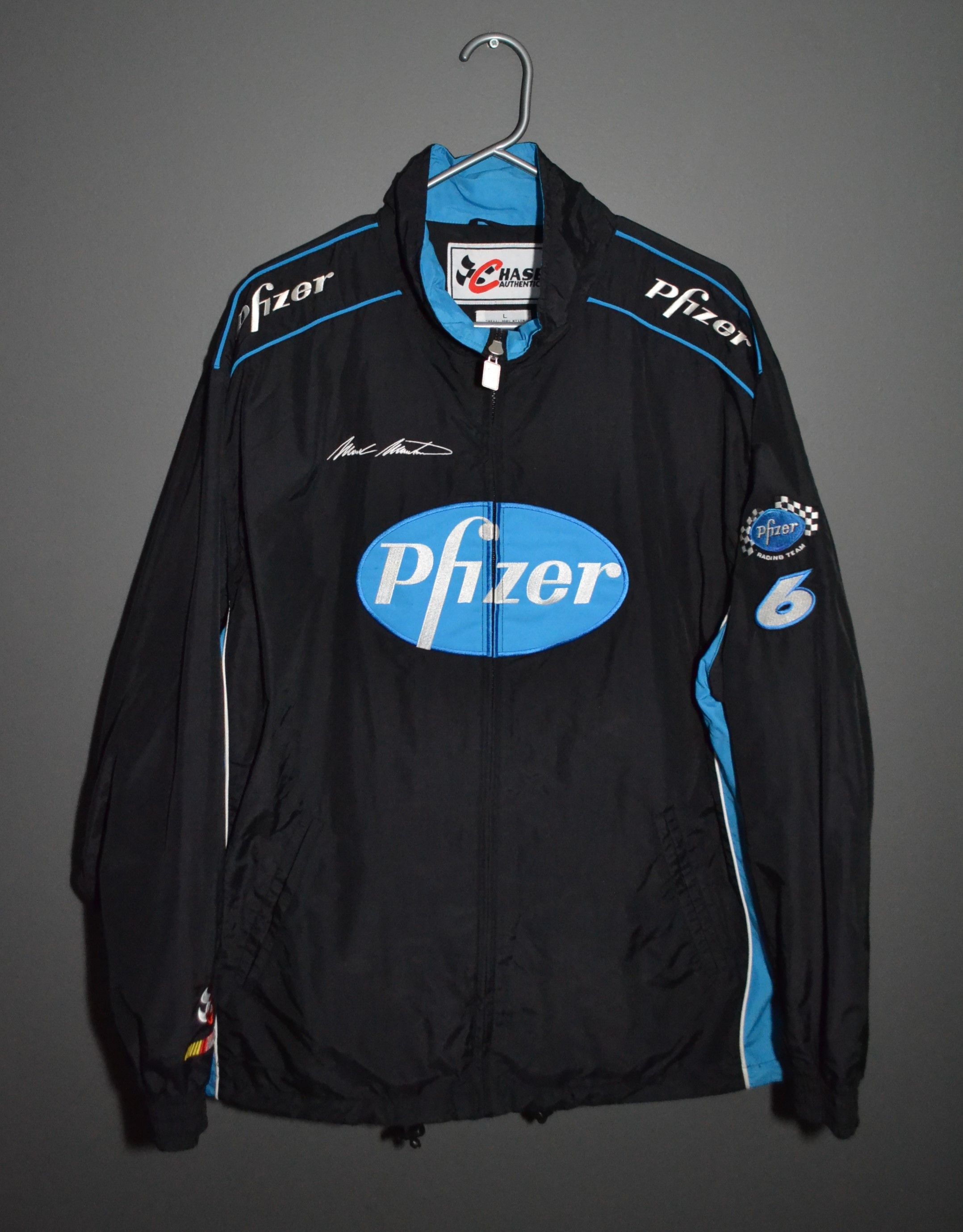 NASCAR Pfizer Racing Jacket Mark Martin Nascar Graphic Mens L Chase ...