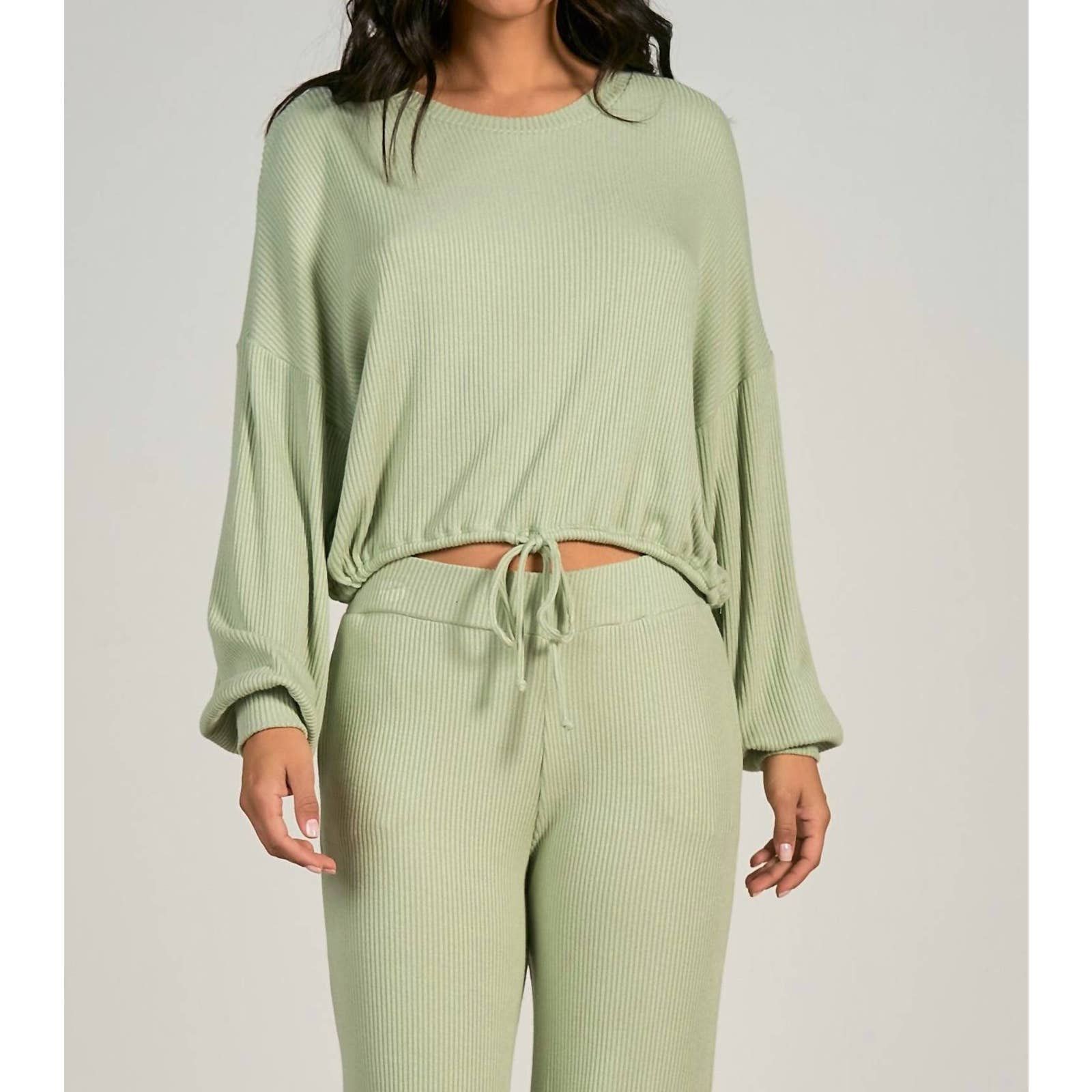 Elan Sp23 Drawstring Top In Sage | Grailed