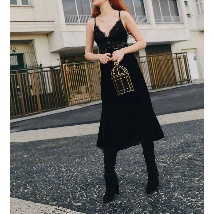 Farm Rio FARM RIO Richelieu Velvet Slip Dress In Black | Grailed