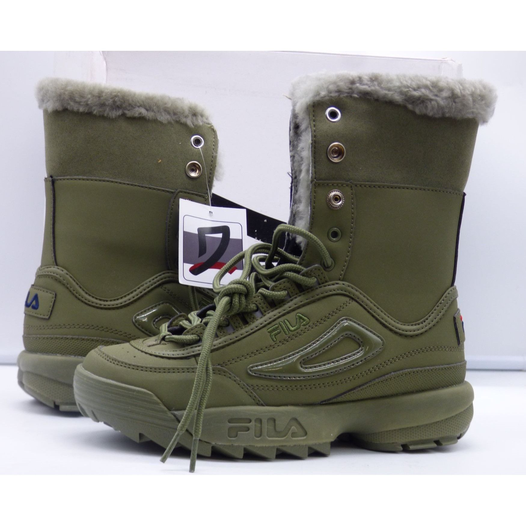 Olive green fila boots store