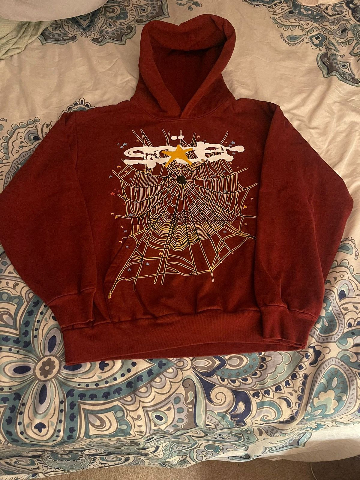 Young Thug Sp5der maroon hoodie size large | Grailed