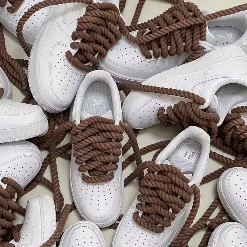 Vintage Brown thick rope af1 chunky laces | Grailed