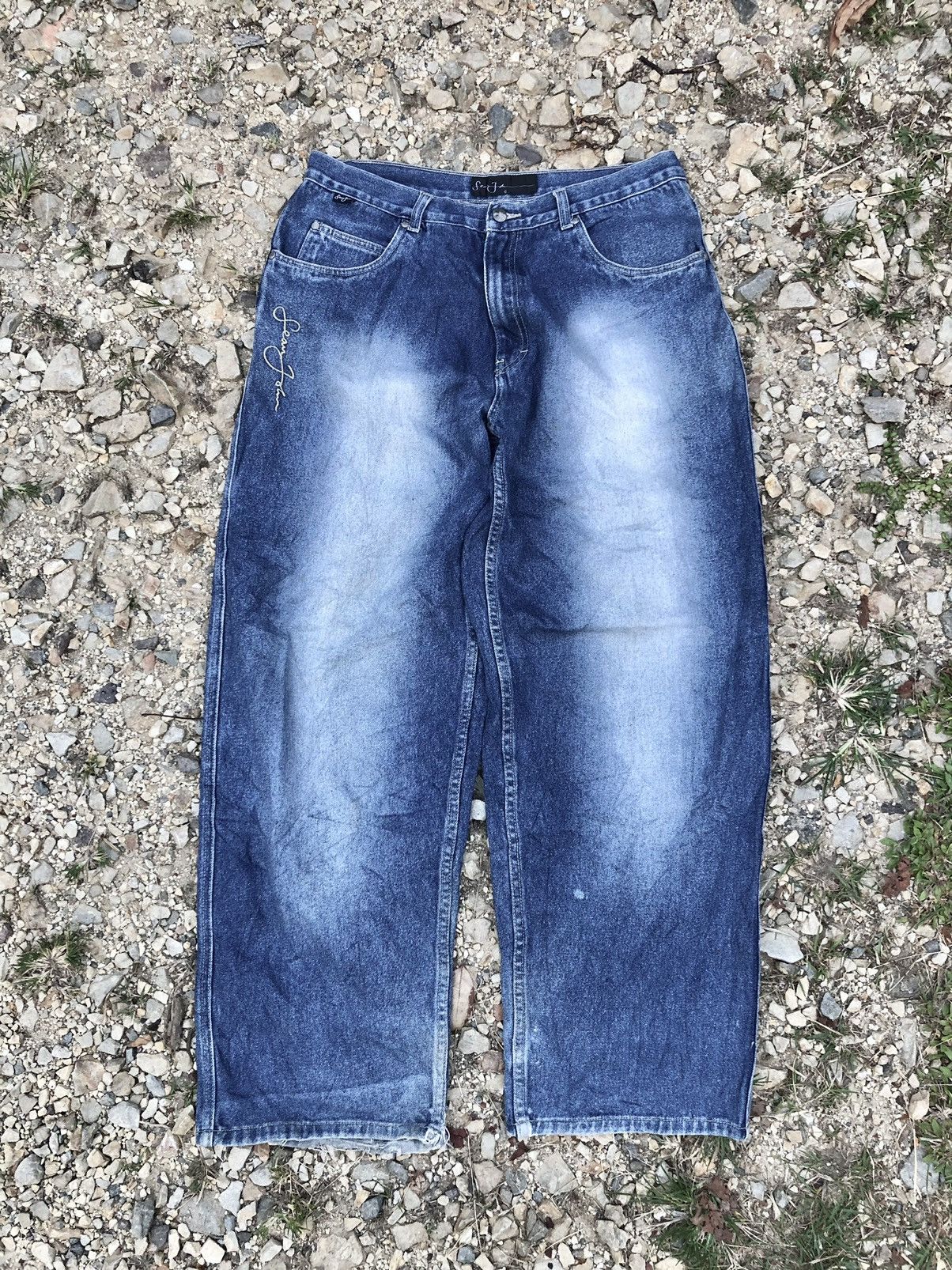 Sean John × Streetwear BAGGY WASHED BLUE DENIM BY SEAN JOHN | Grailed