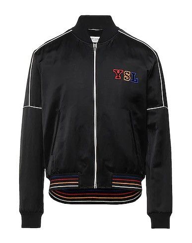 Saint Laurent Paris FW21 Saint Laurent YSL logo black bomber 56 viscose ...