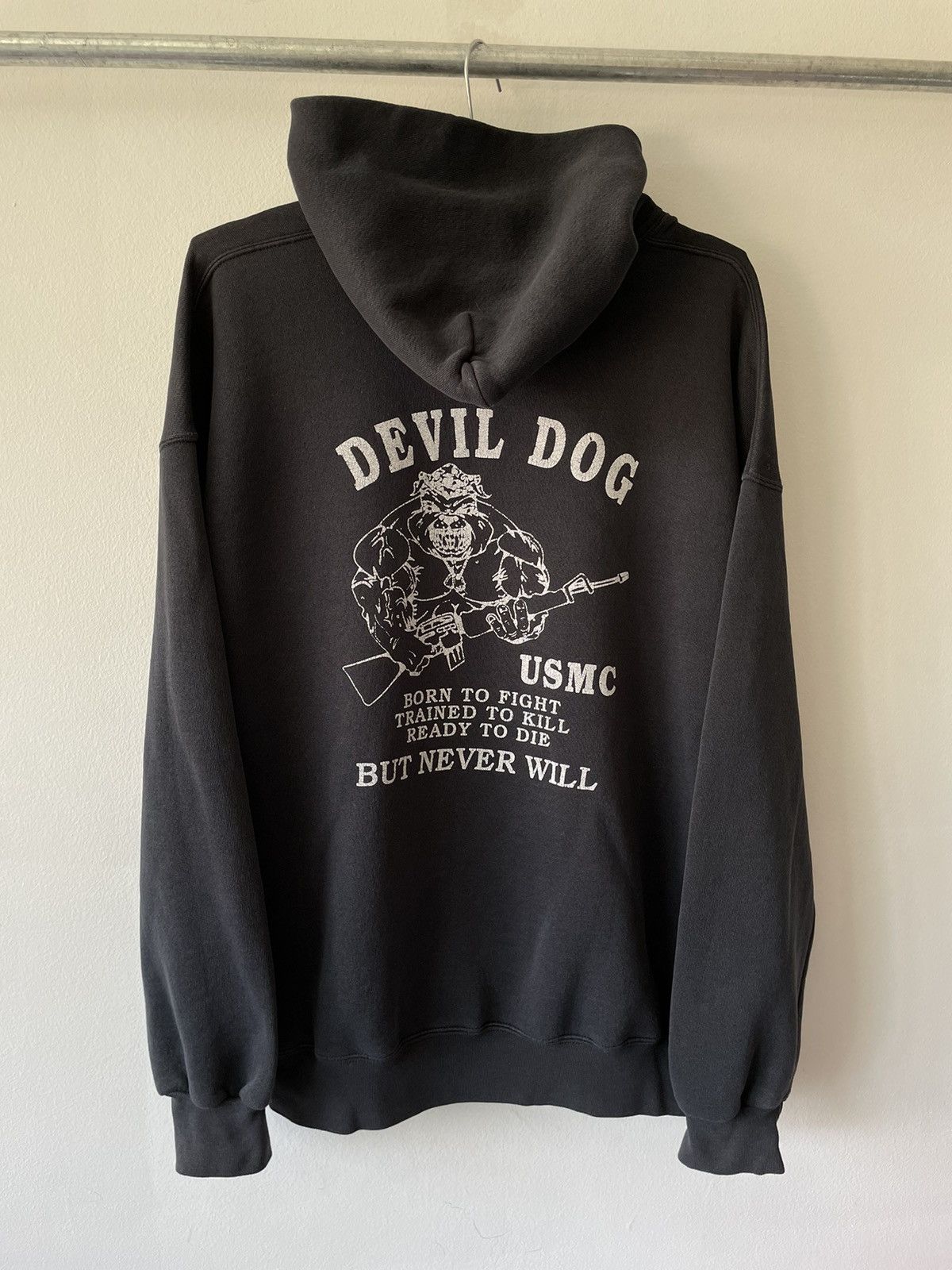 Vintage Vintage 90s USMC Army Devil Dogs Boxy Hoodie | Grailed