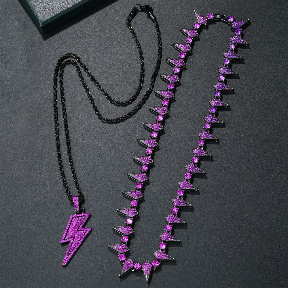 Cuban Link Chain × Jewelry × Streetwear Purple Thunder Struck Double ...