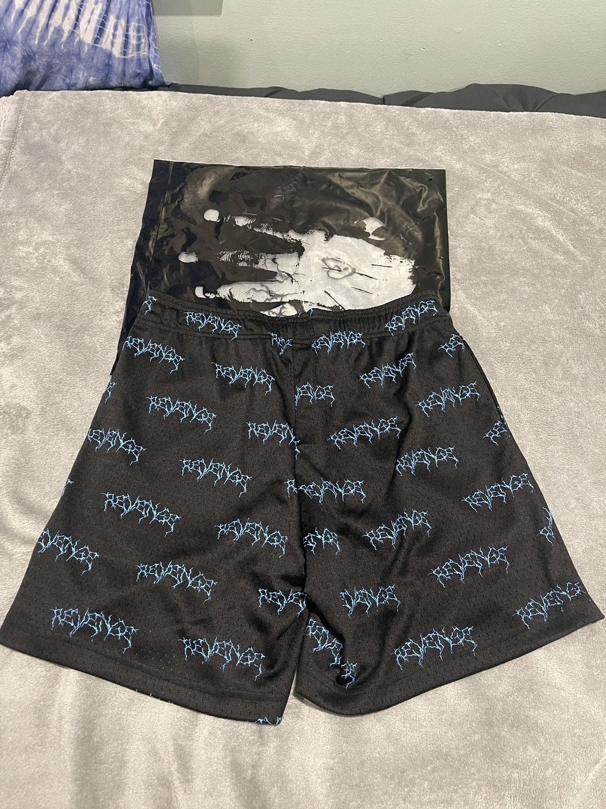 Revenge Black and Blue Revenge Shorts | Grailed