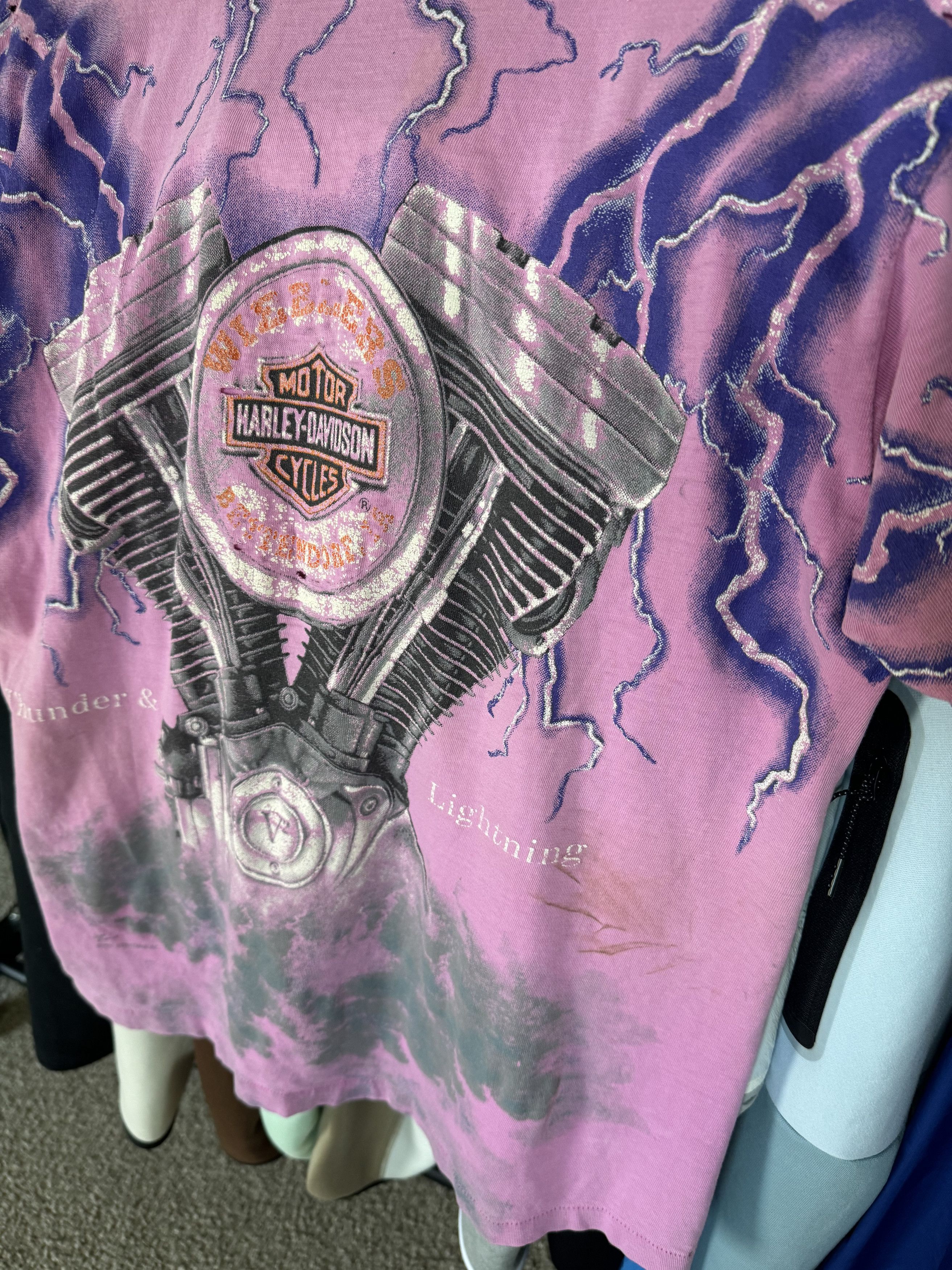 Vintage Rare Harley Davidson Thunder & Lightning Pink 90s VTG | Grailed