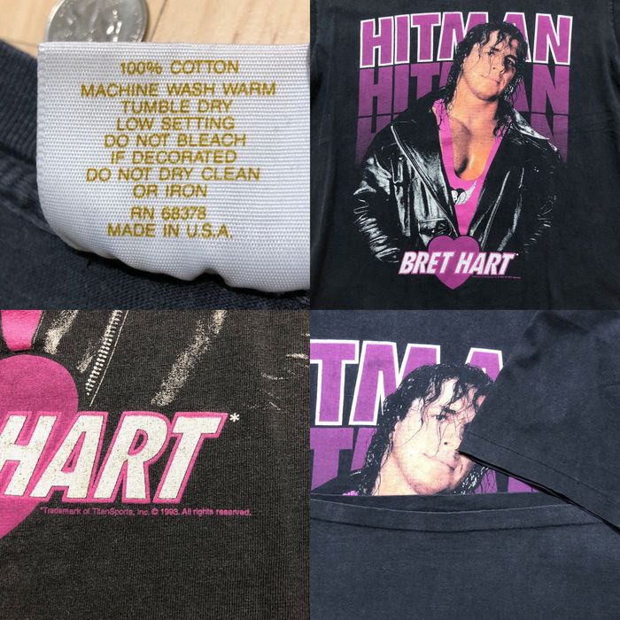 Vintage Vtg 1993 Bret Hart Hitman WWF Shirt L Wrestling Single Stitch ...
