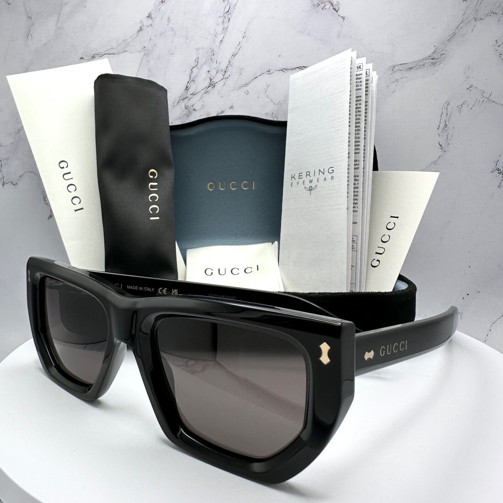 Gucci Gucci Black Sunglasses Spell Out Letter Logo Rivetto Square | Grailed