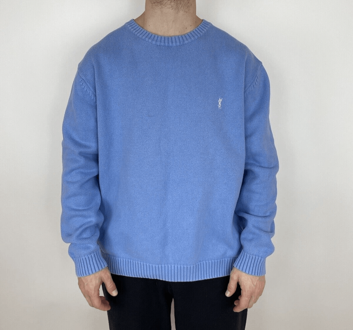 Vintage VINTAGE YSL YVES SAINT LAURENT SWEATER MENS KNIT BLUE LOGO ...