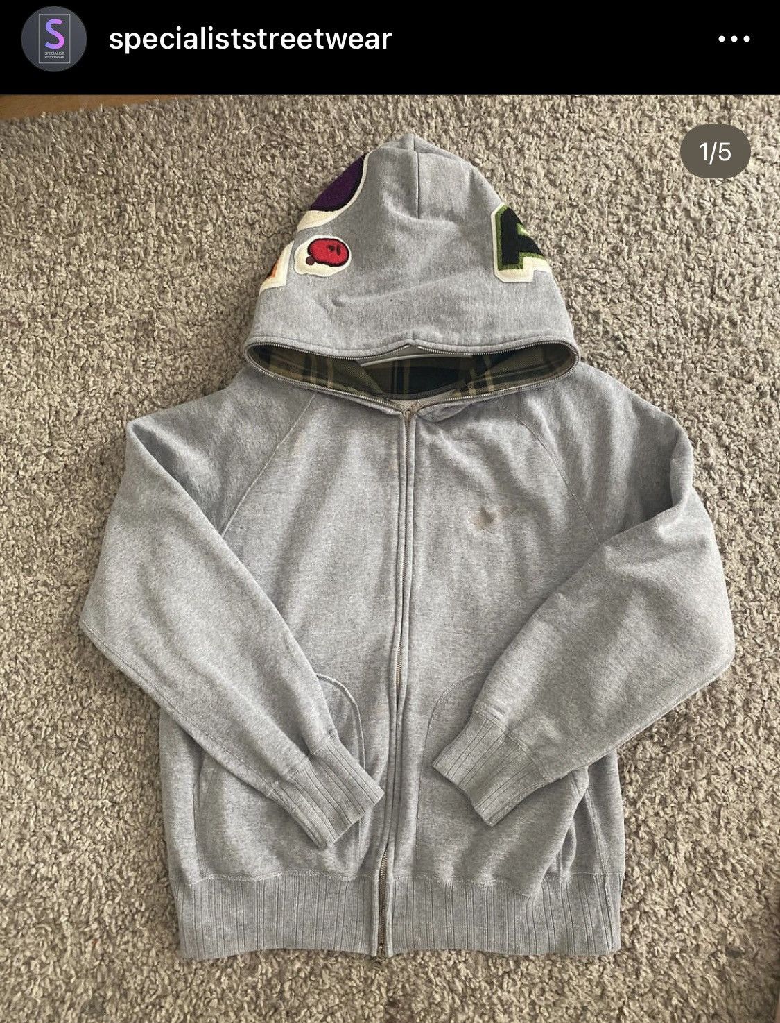 Bape Bape Patch Full Zip Hoodie | Grailed