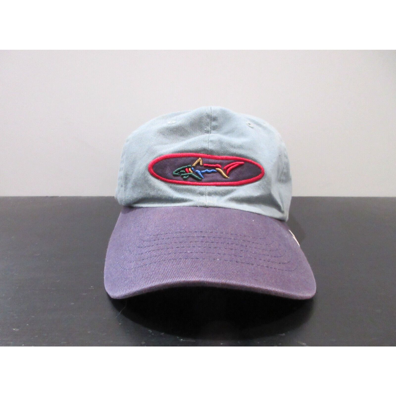 Vintage Greg Norman Hat Cap Strap Back Green Blue Golf Golfing Shark ...