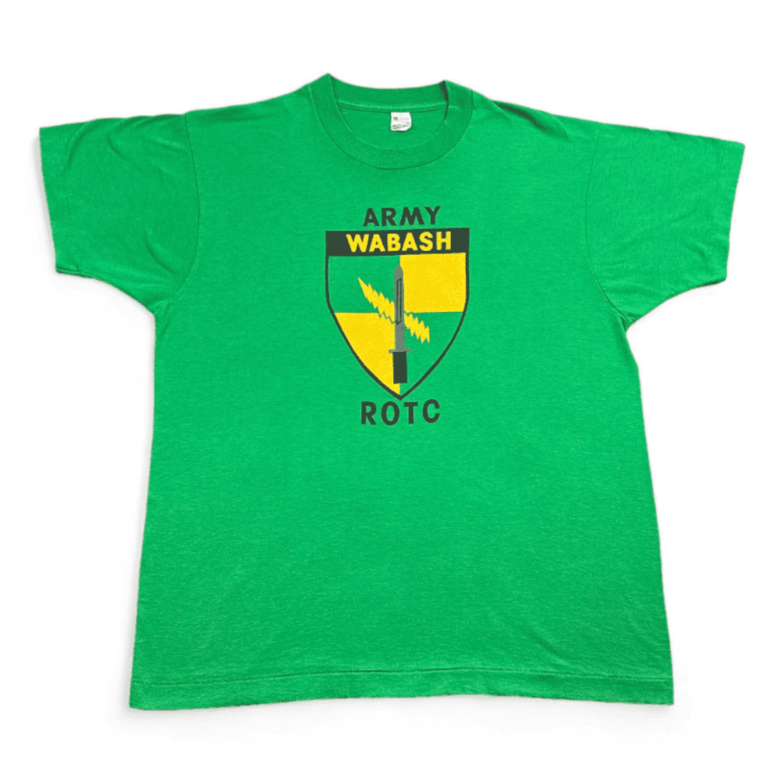 Screen Stars × Vintage Vintage Army ROTC Shirt Green Sword Lightning ...