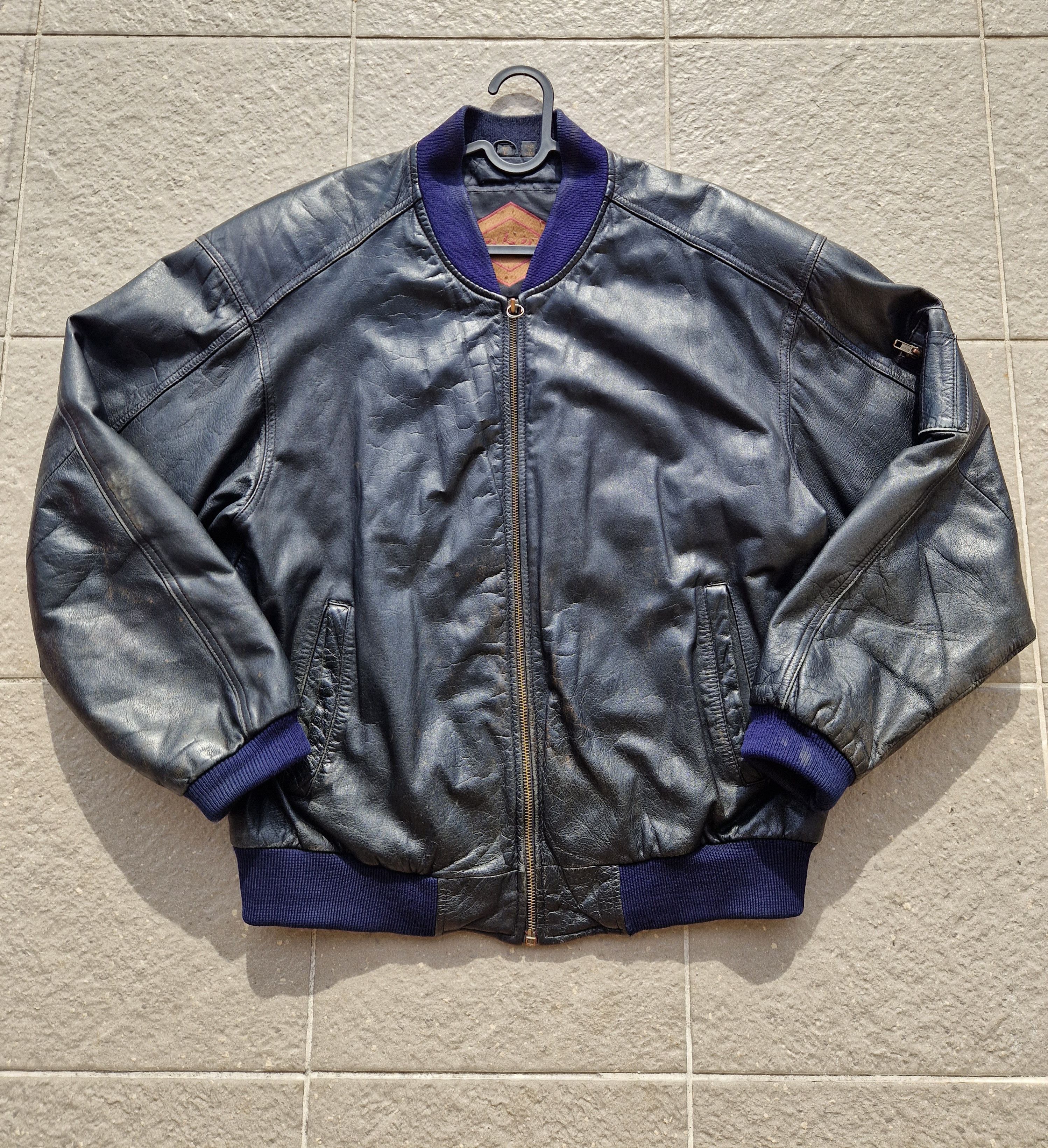 Leather Jacket × Vintage Vintage Leather jacket moto bomber made in ...