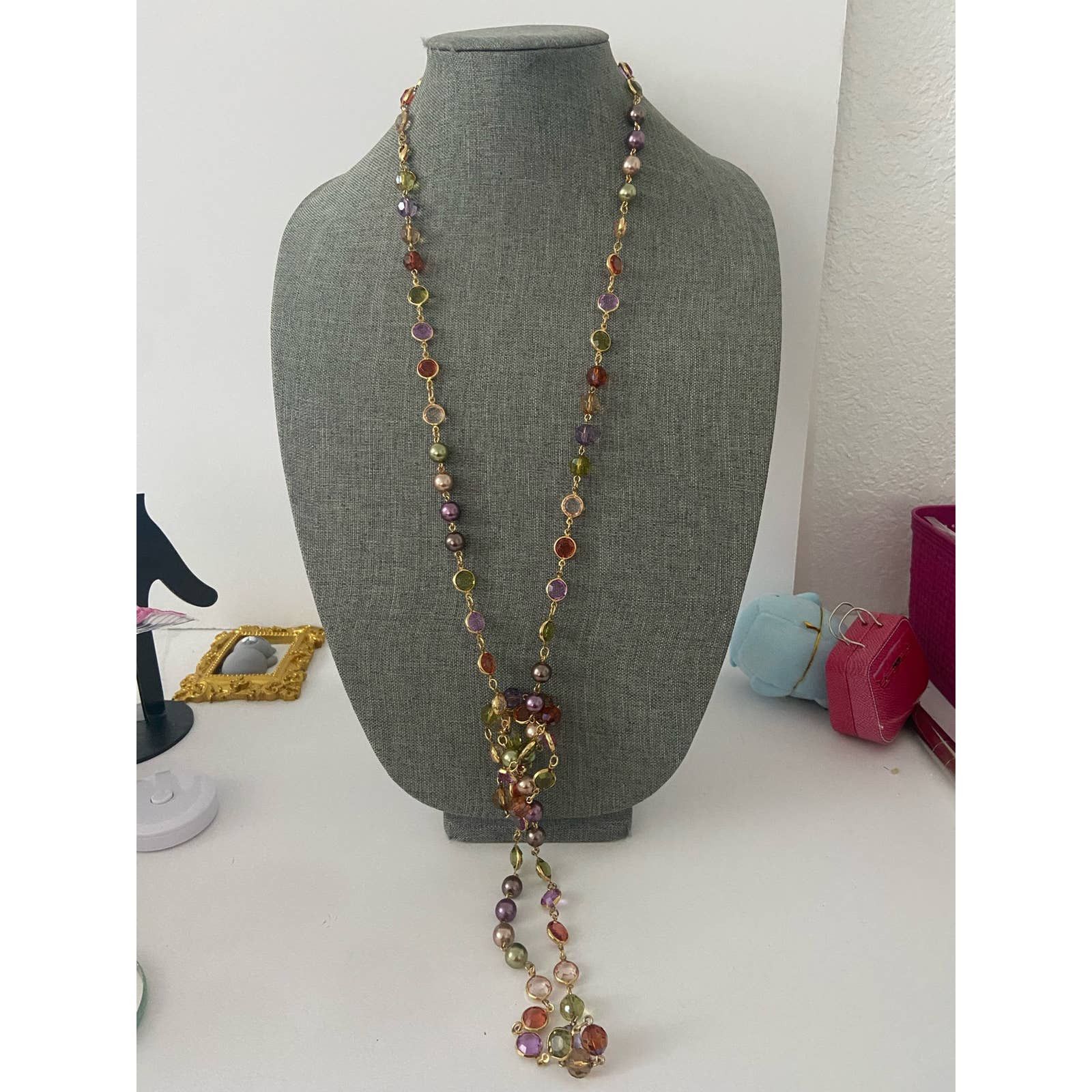 Generic Premier Designs colorful bead and gem long necklace | Grailed