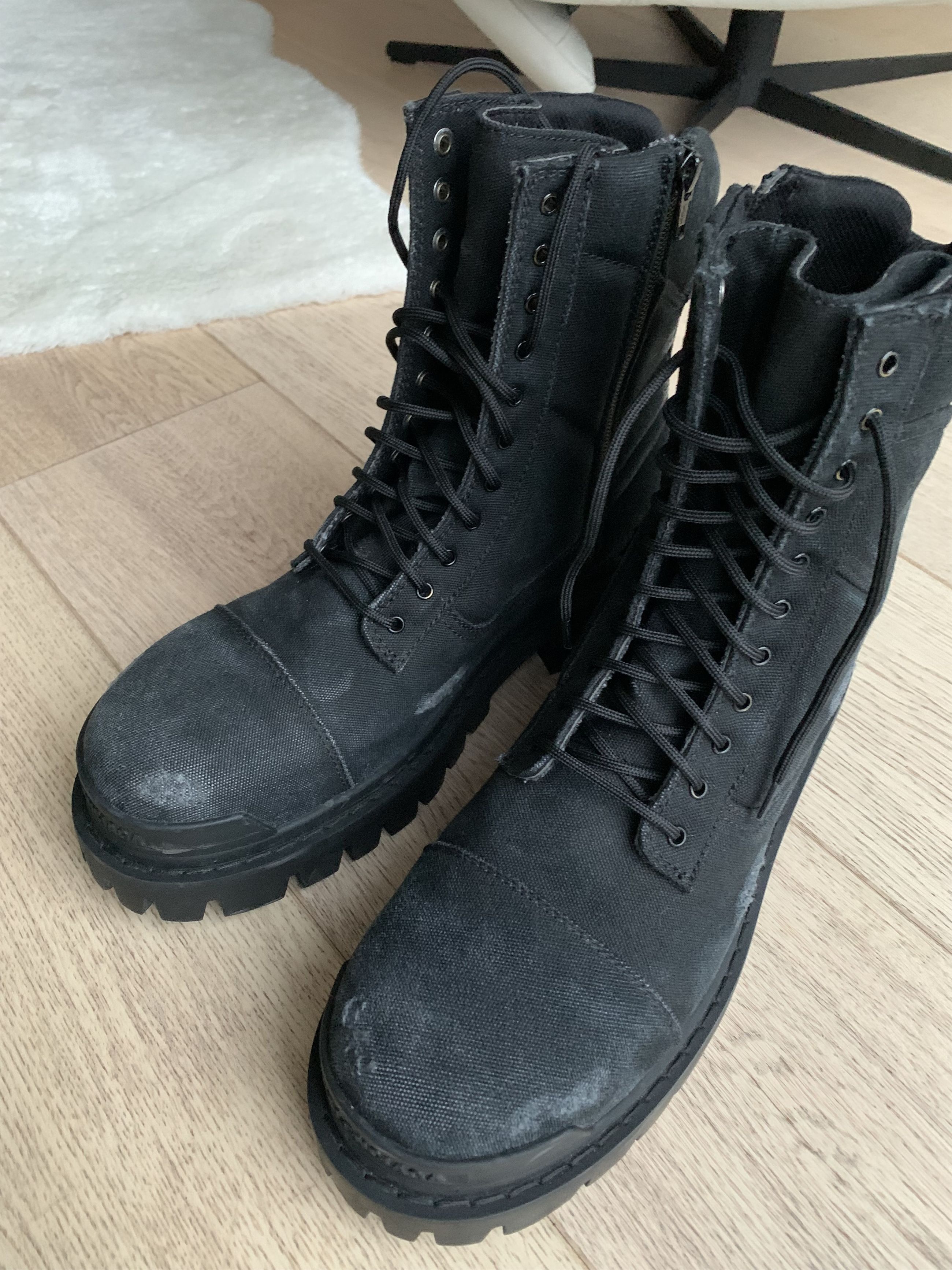Balenciaga Balenciaga Canvas Distressed Strike Boots | Grailed