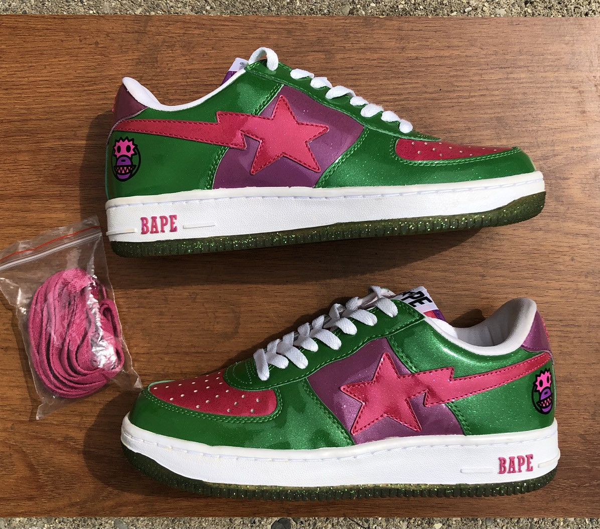 Bape × Nigo Rare OG 2009 Baby Milo Monster Glitter Bapesta | Grailed