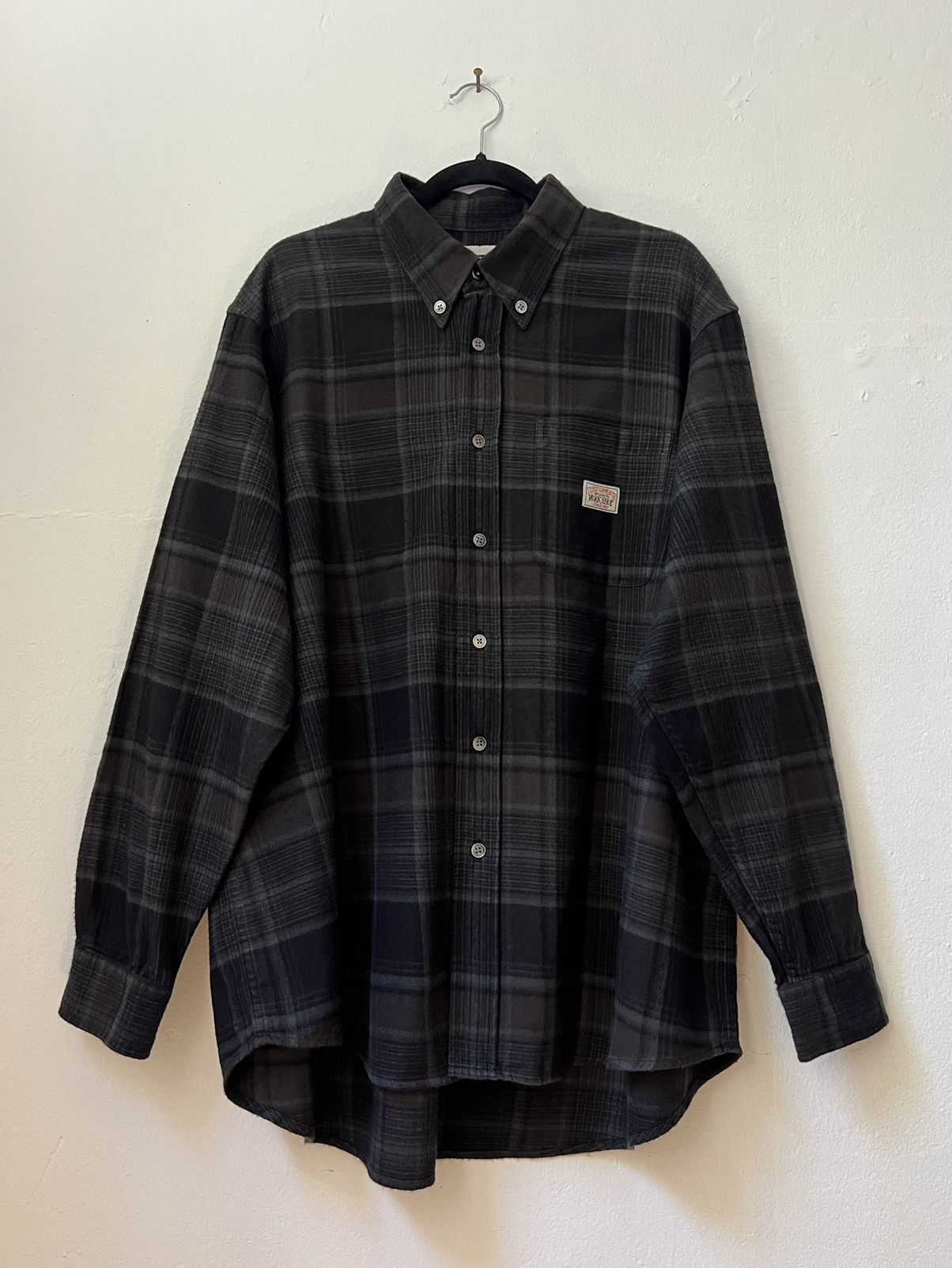 Our Legacy × Stussy Work Shop Overdyed Black Check Flannel Shirt | Grailed