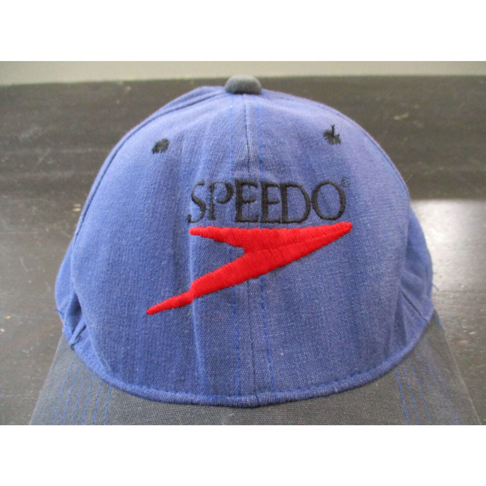 Speedo VINTAGE Speedo Hat Cap Snap Back Blue Black Logo Swim Swimming ...