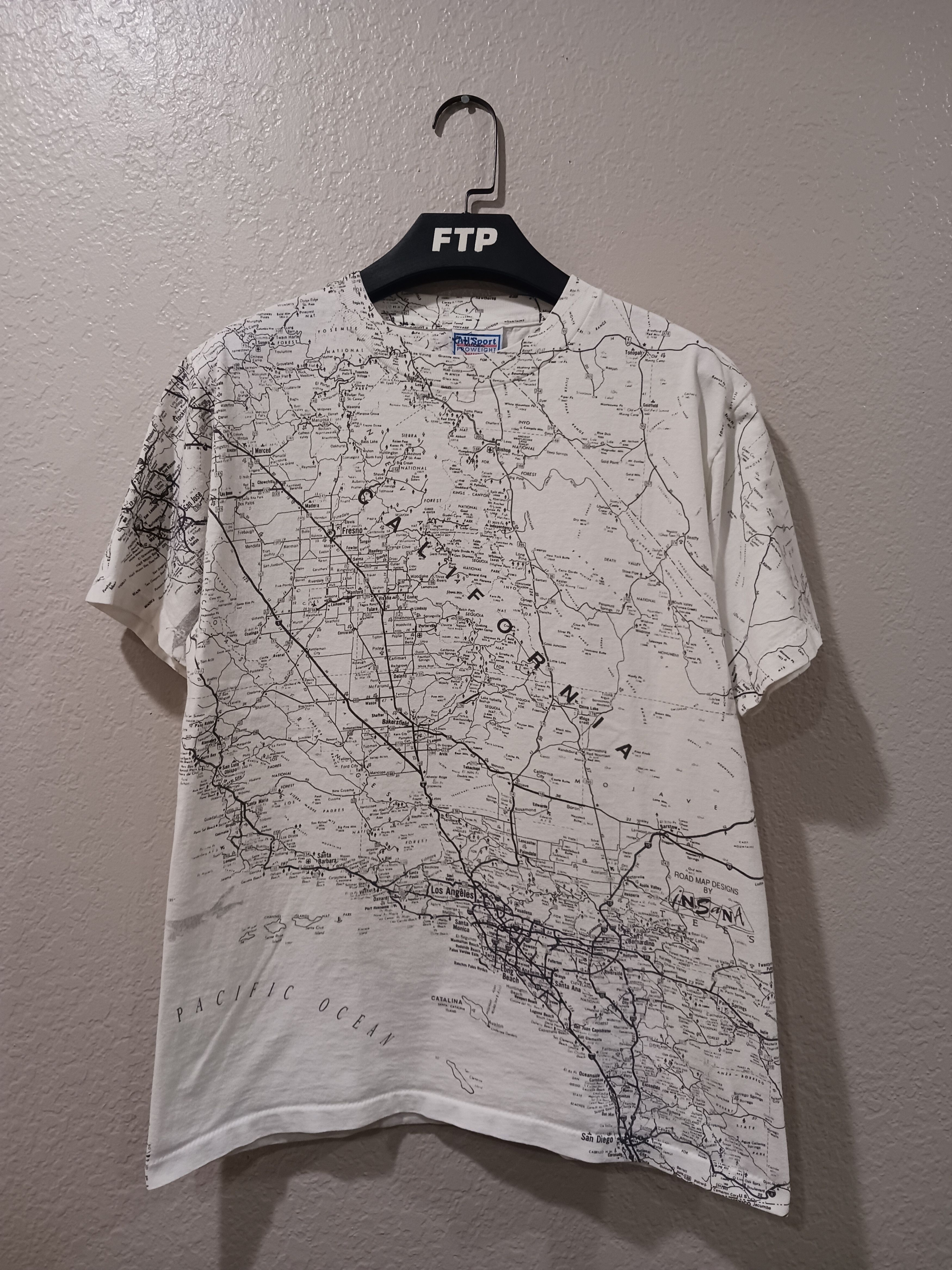 Vintage Insana Tee's California Road Map All Over Print 1990's Tee ...