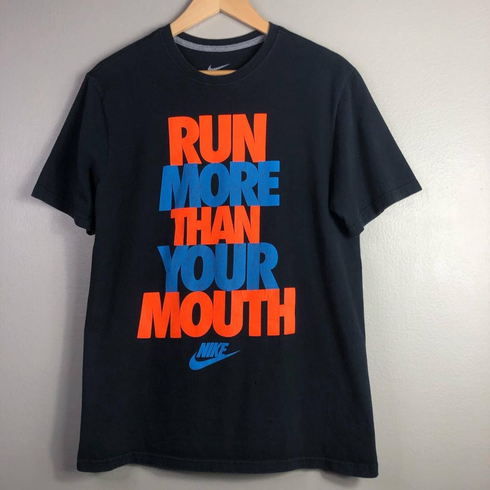 Nike NIKE T Shirt Run More Thank Your Mouth Y2K Retro Med Black | Grailed
